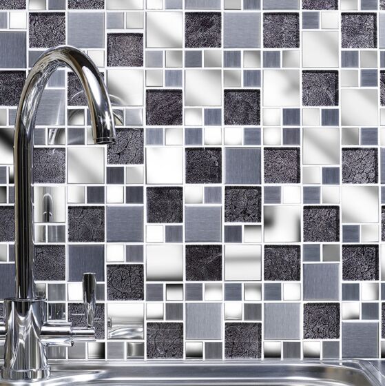 Moonlight Modular Mosaic – Glass & Metal Tile 300x300mm